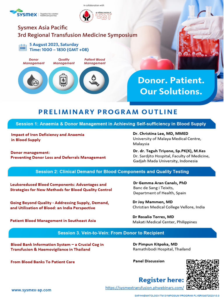 Sysmex 3rd Transfusion Medicine Symposium | PDF | Blood Transfusion | Anemia