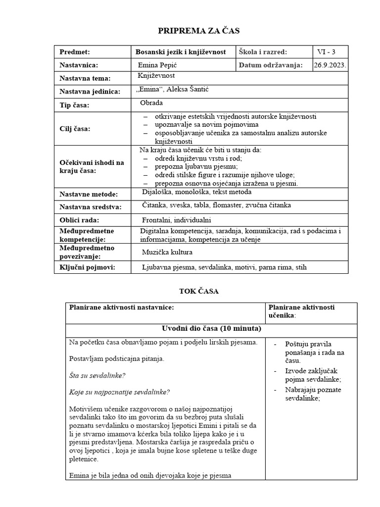 Priprema - Emina, Aleksa Santic | PDF