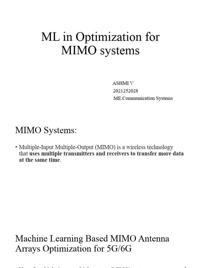 ML in Optimization For MIMO Systems Seminar | Download Free PDF | Mimo ...