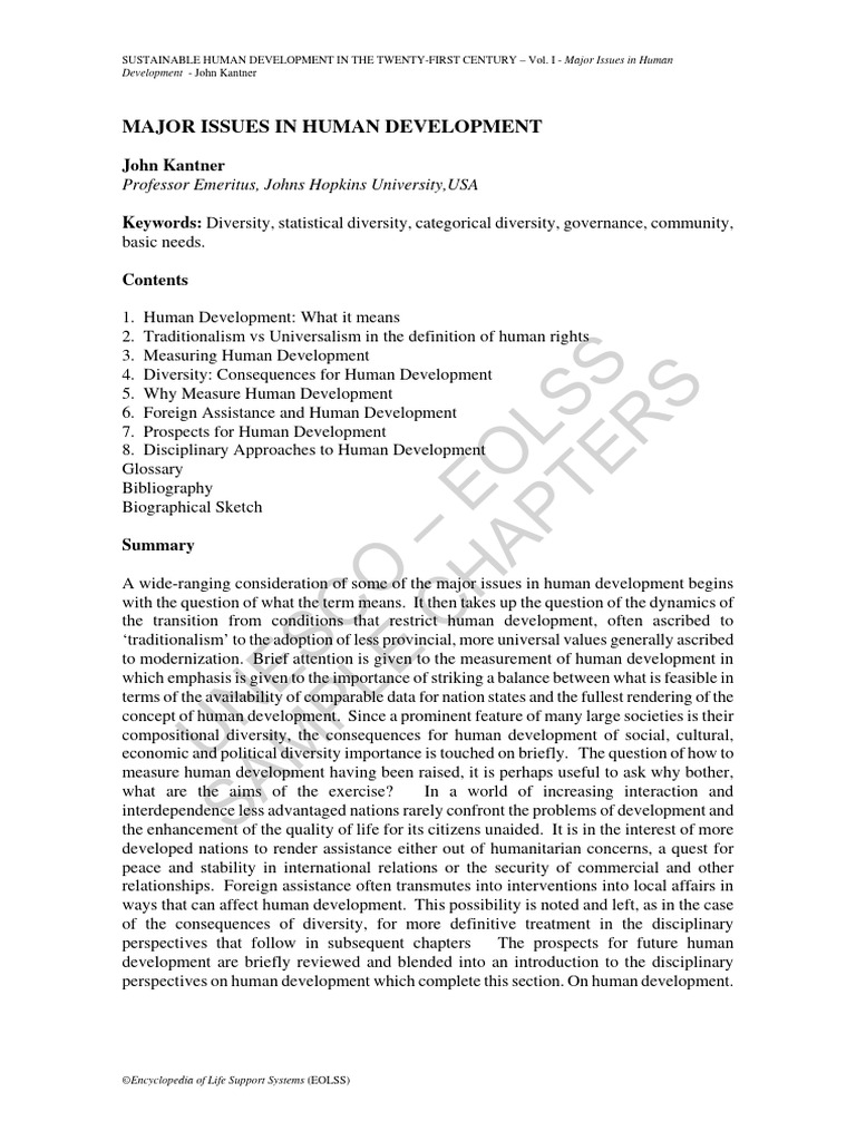 Issues On Human Development | PDF | Human Development Index | Developmental Psychology
