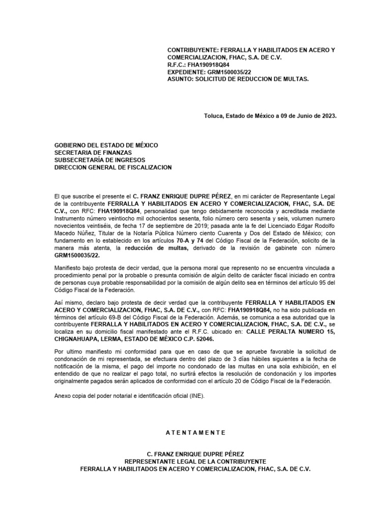 Escrito Multas | PDF