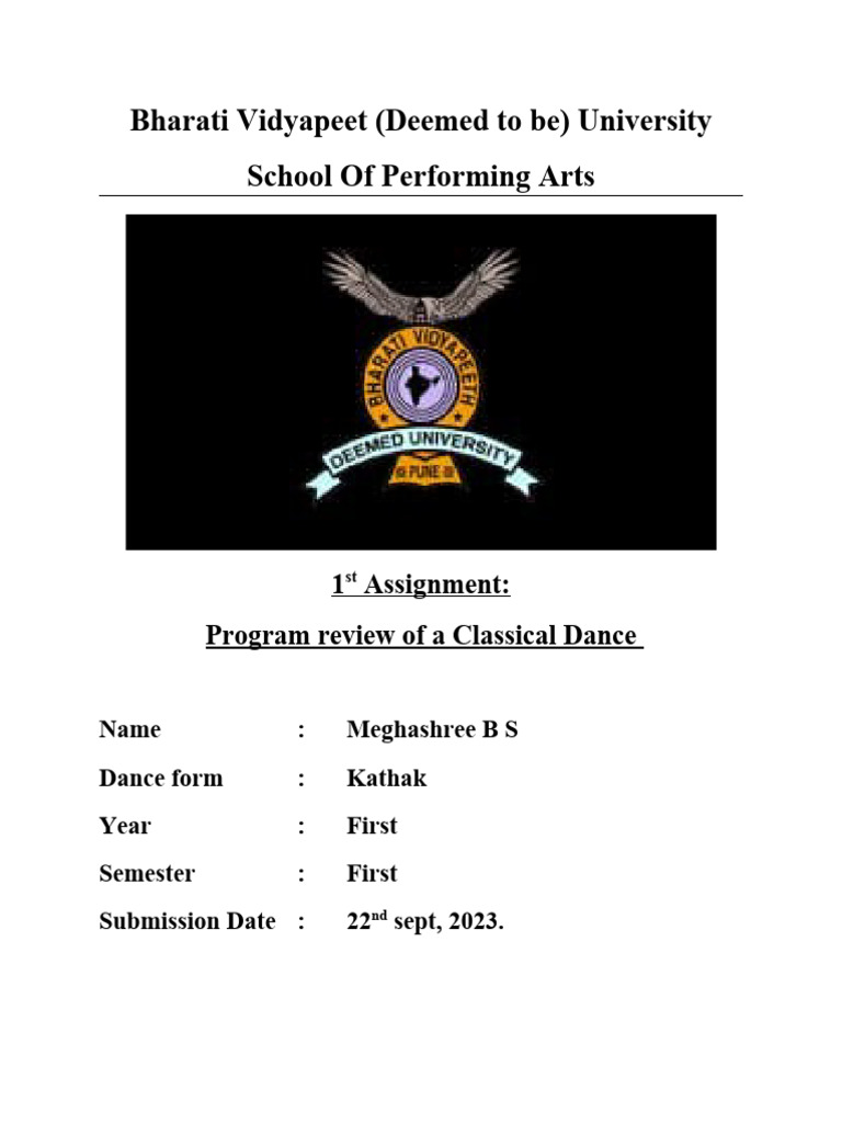 Meghashree - Assignment 1 | PDF | Dances | Performing Arts