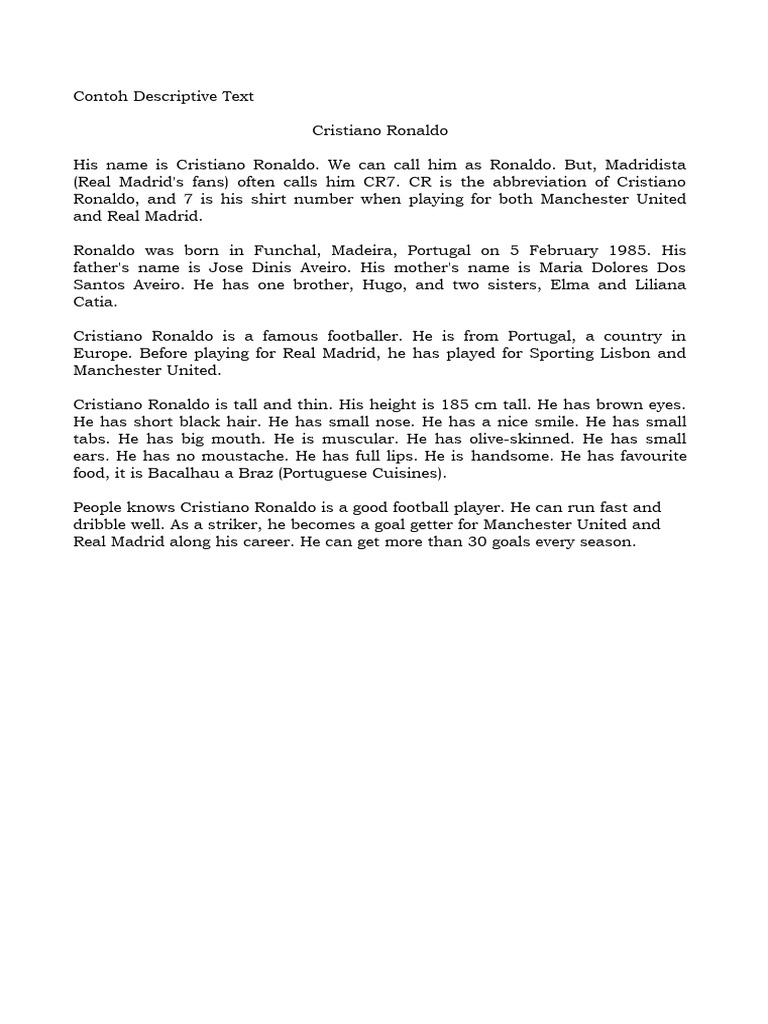 Descriptive Text: Cristiano Ronaldo | PDF | Sports & Recreation