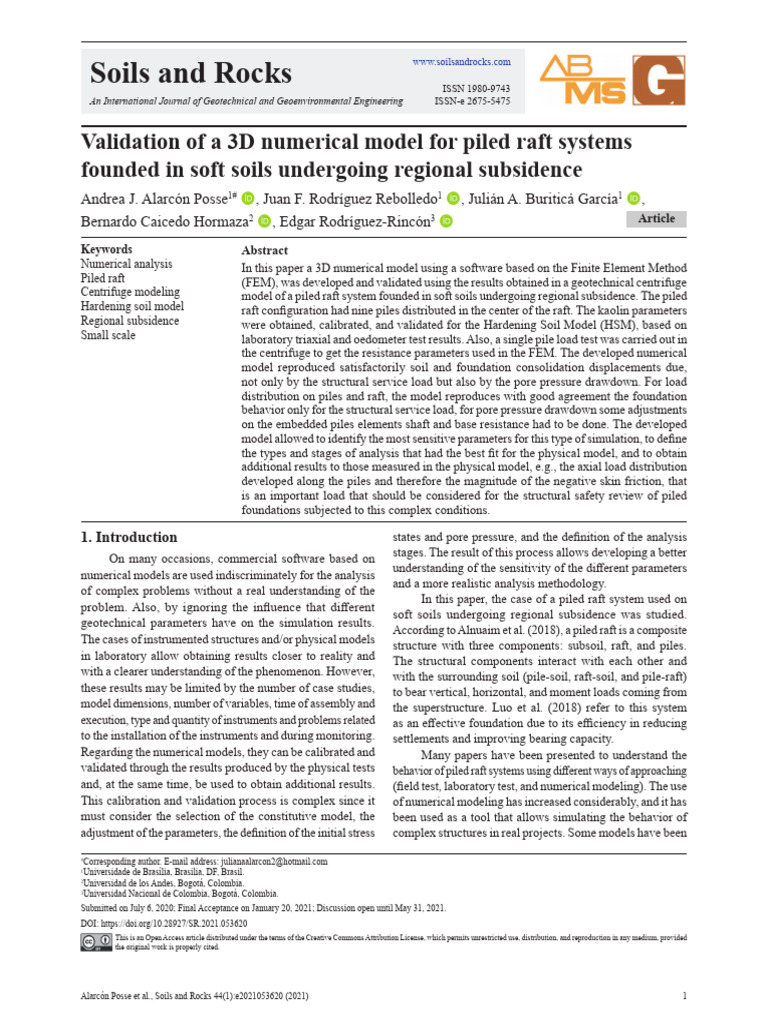 Validation of 3d FE Piled Raft | PDF | Deep Foundation | Geotechnical Engineering