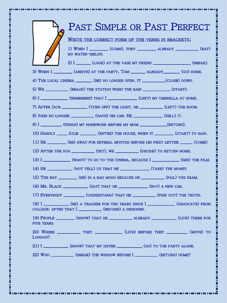 Past Simple or Past Perfect | PDF