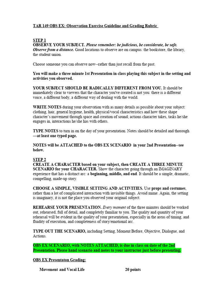 149 OBS EX Guideline | PDF