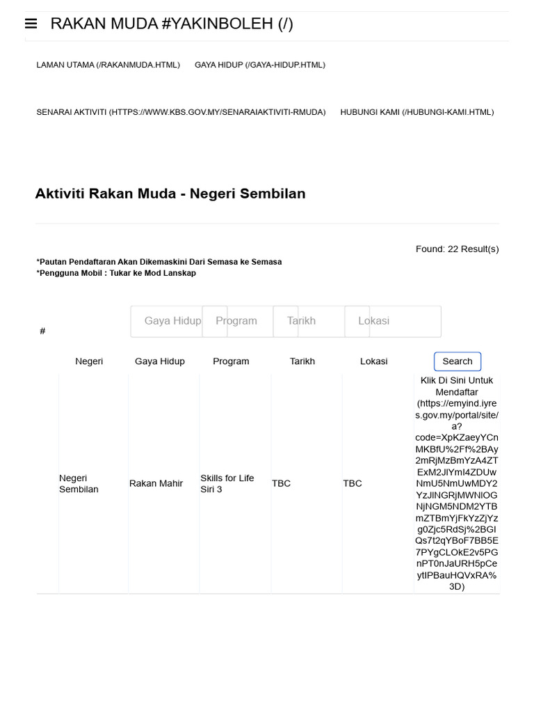 Aktiviti Rakan Muda - Negeri Sembilan | PDF