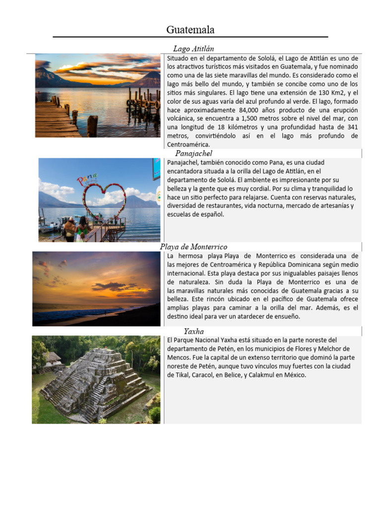 Lugares Turisticos Guatemala Honduras El Salvador | PDF | Honduras ...
