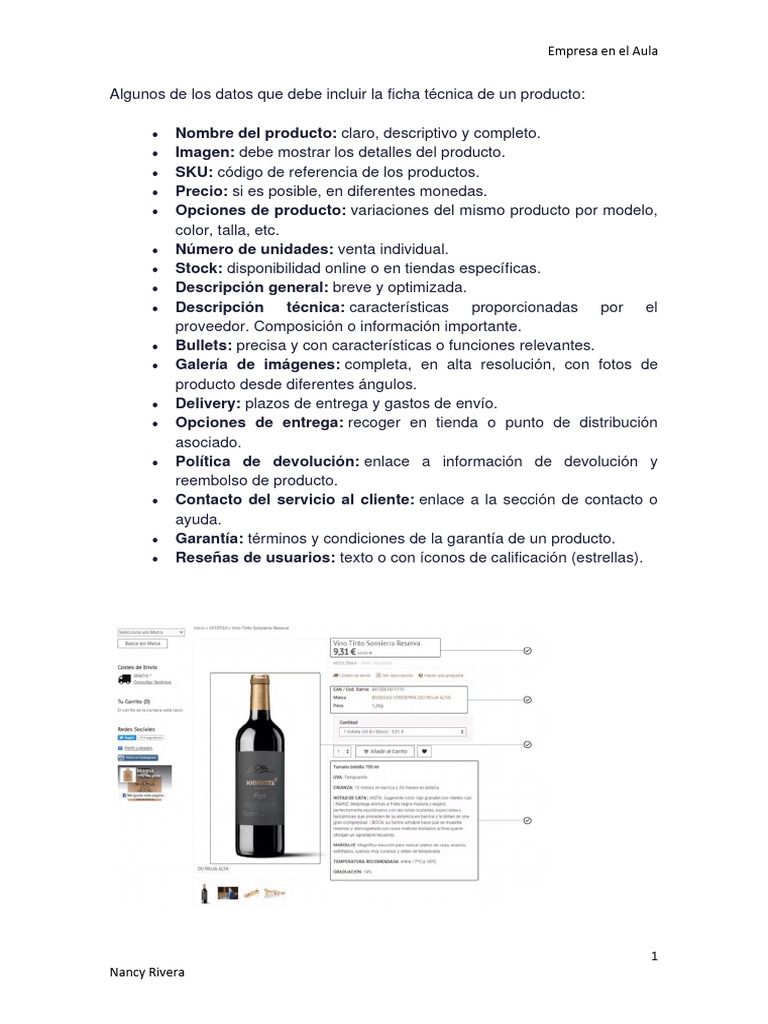 8 Ficha Técnica de Un Producto | PDF