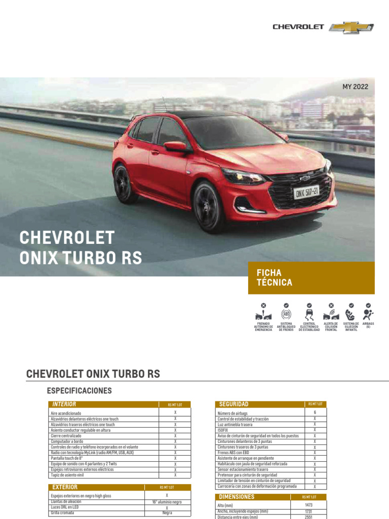2023 Ficha Tecnica Onix Turbo Rs | PDF
