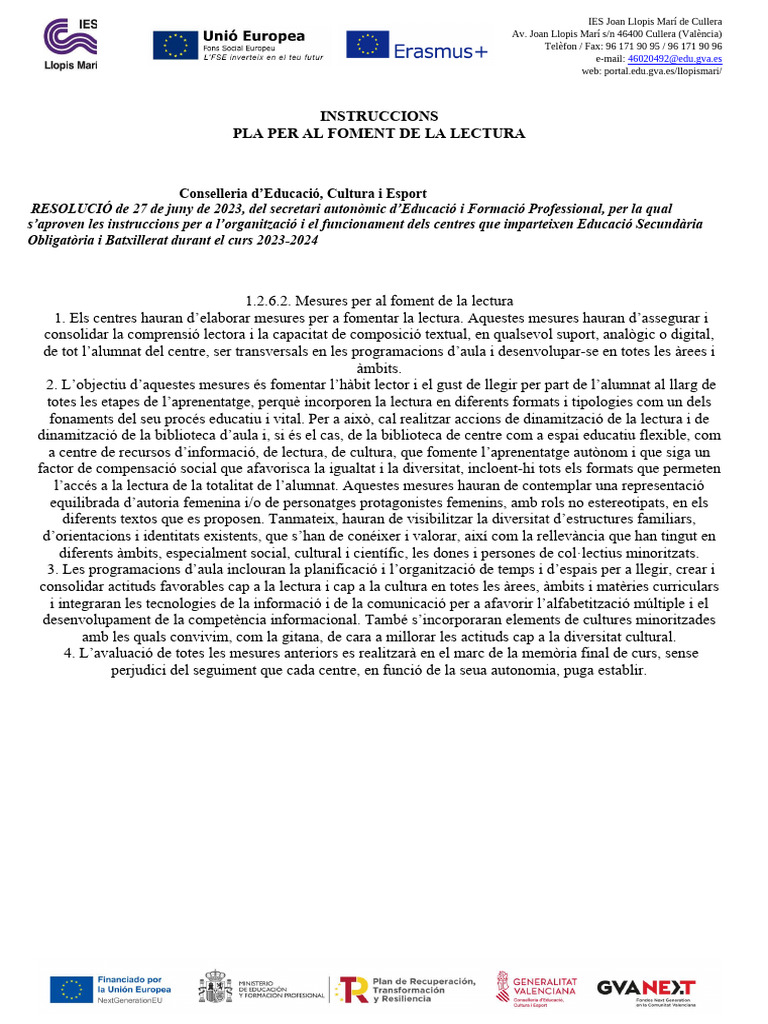 Coord - Pla Lector | PDF