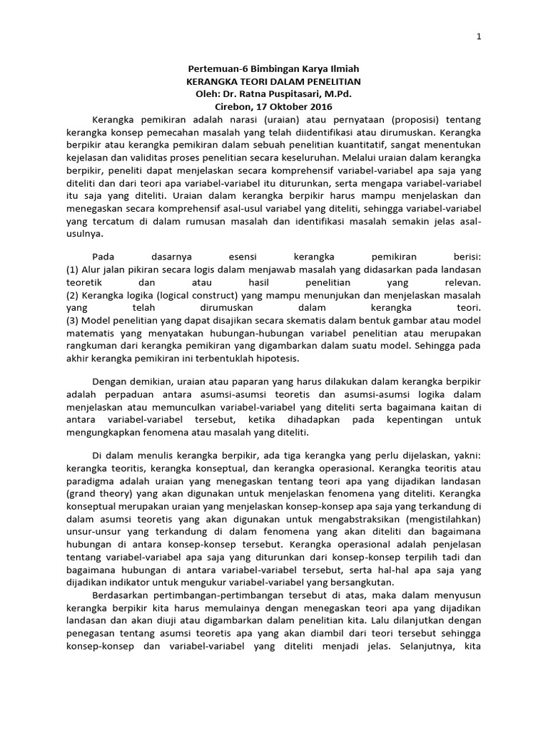 Kerangka Teori dalam Penelitian Ilmiah | PDF | Karier & Perkembangan ...