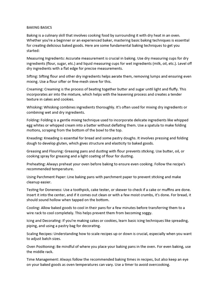 Baking Basics Pdf