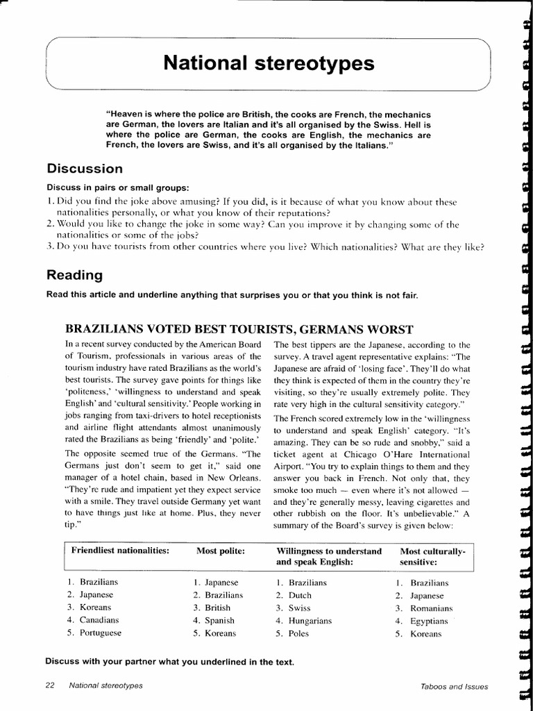 National Stereotypes | PDF