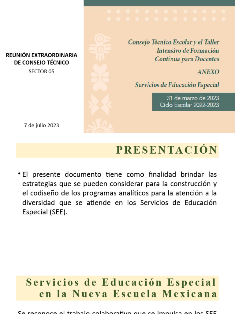 Presentacion Del Anexo de Educacion Especial | PDF | Aprendizaje | Enseñando