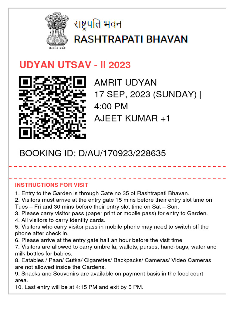 Udyan Utsav - Ii 2023: Amrit Udyan 17 SEP, 2023 (SUNDAY) - 4:00 PM Ajeet Kumar +1 | PDF