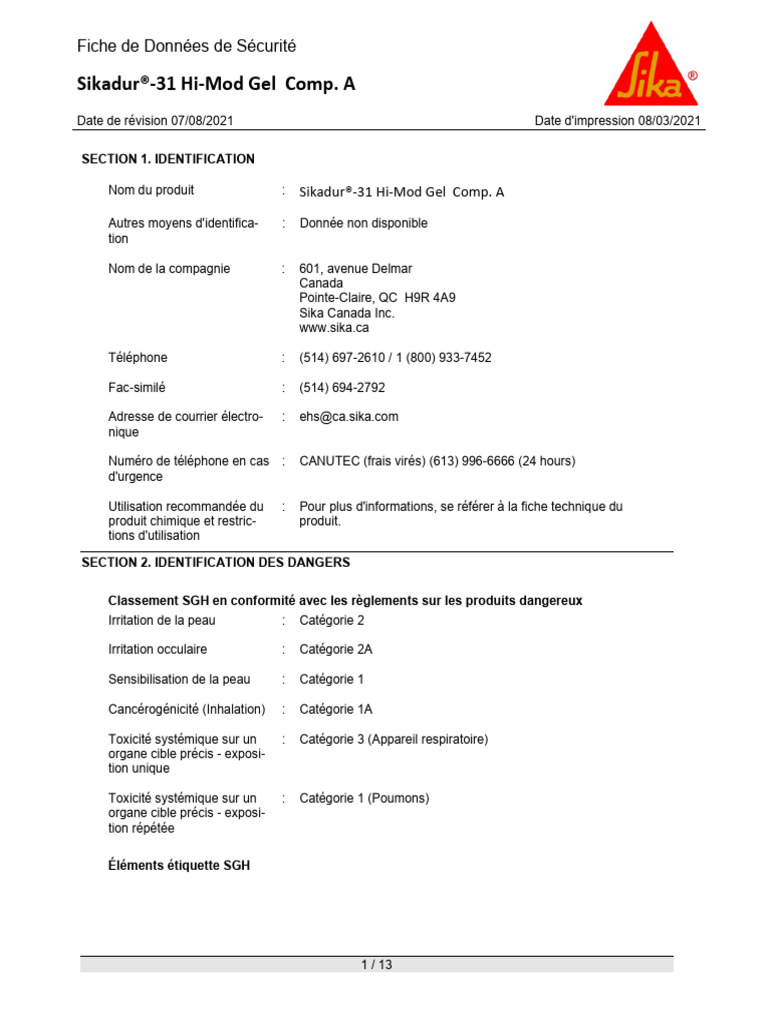 Sikadur 31 Hi-Mod Gel - (A-B) - F | PDF
