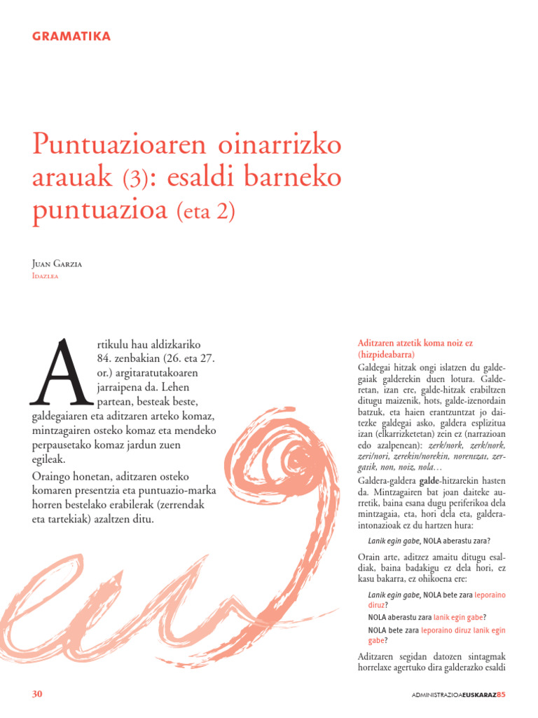 Puntuazioaren Oinarrizko Arauak-3 - Esaldi Barneko Puntuazioa-2 - Juan - Garzia | PDF