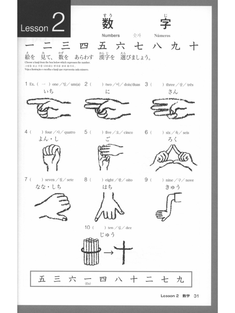 Numeros 1 a 10 EN KANJI JAPONÉS | PDF