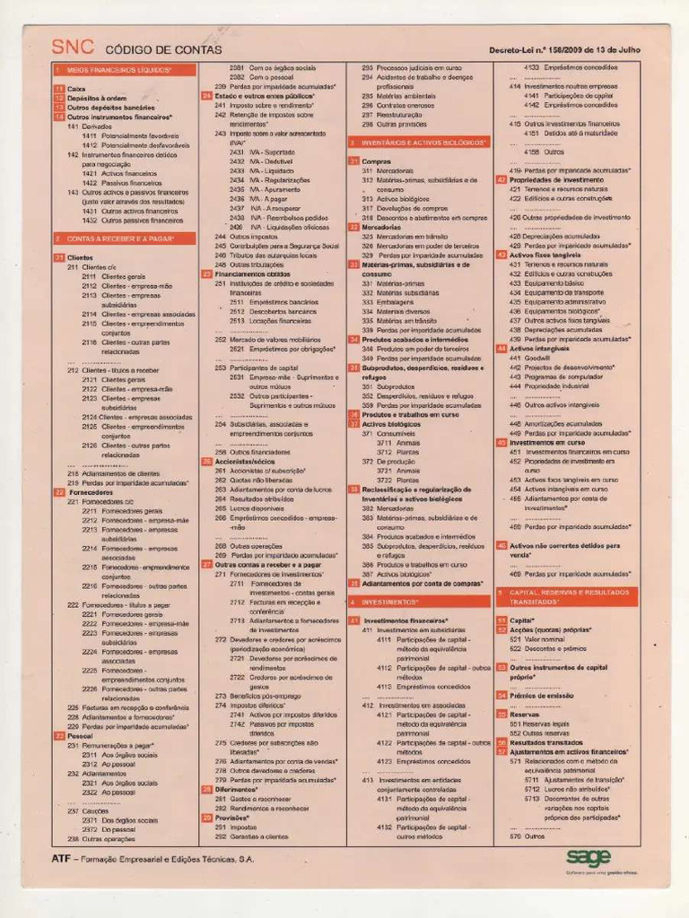 Plano de Contas SNC | PDF