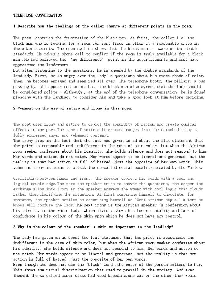 Telephone Conversation | PDF | Mystery, Thriller & Crime Fiction