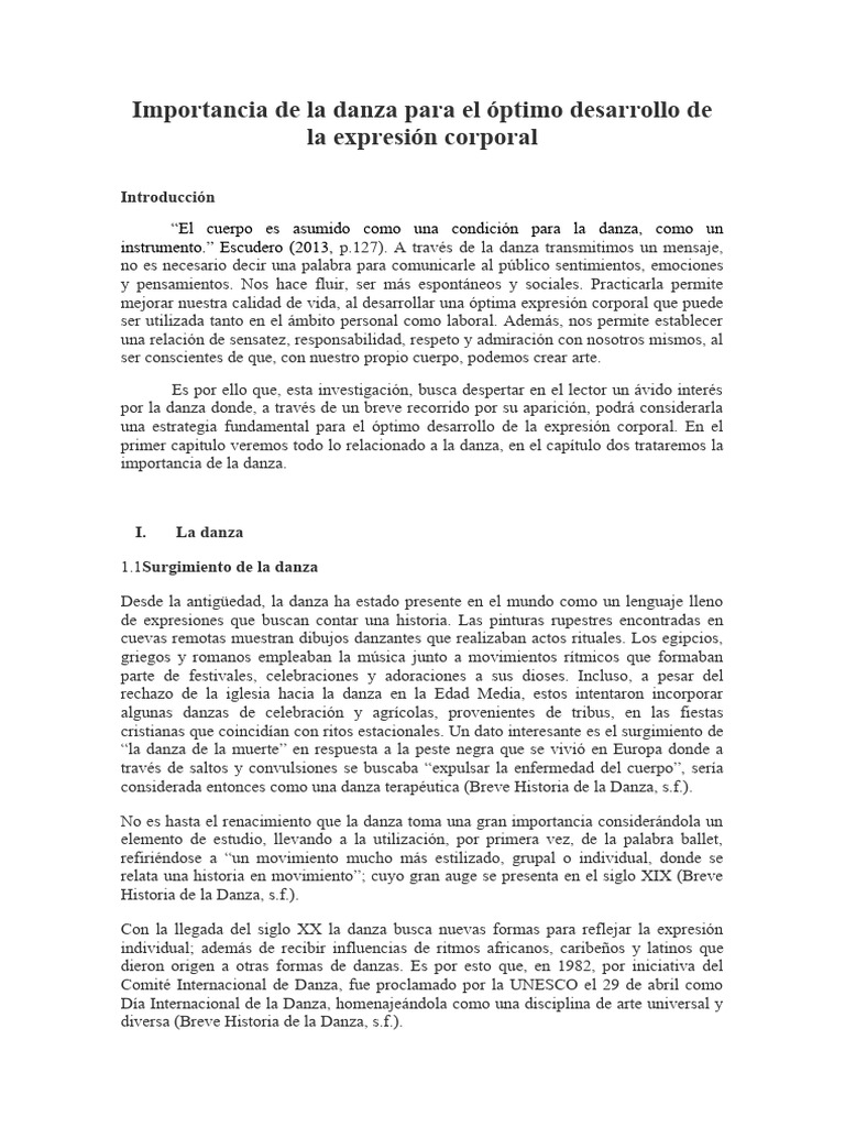 Importancia de La Danza | PDF