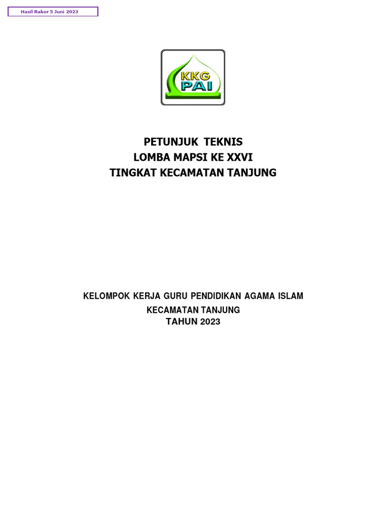 JUKNIS MAPSI SD KEC TANJUNG Ke-26 Tahun 2023 | PDF