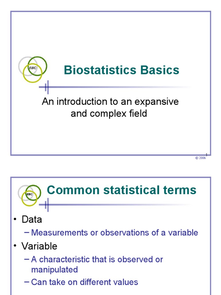 Biostatistics Basics: An Introduction To An Expansive and Complex Field | PDF | Level Of ...