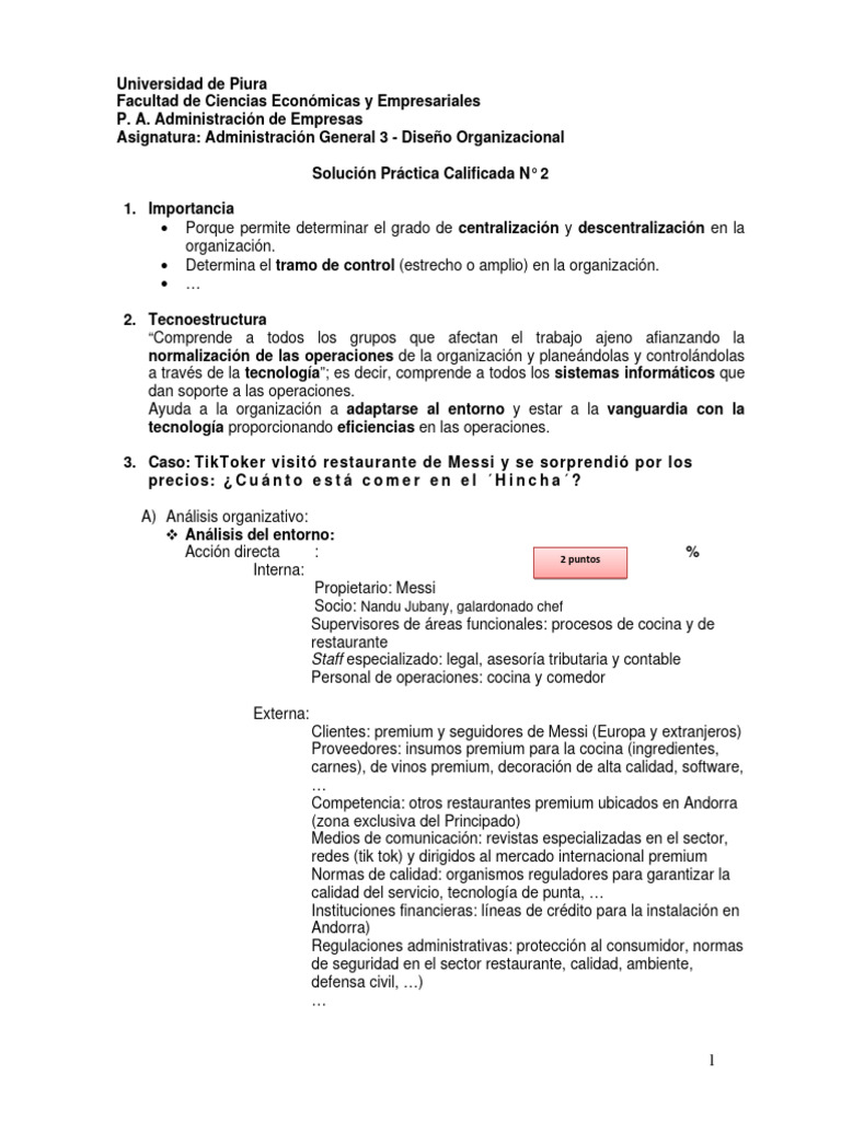 Diseño Organizacional en Restaurante Premium | PDF | Negocios