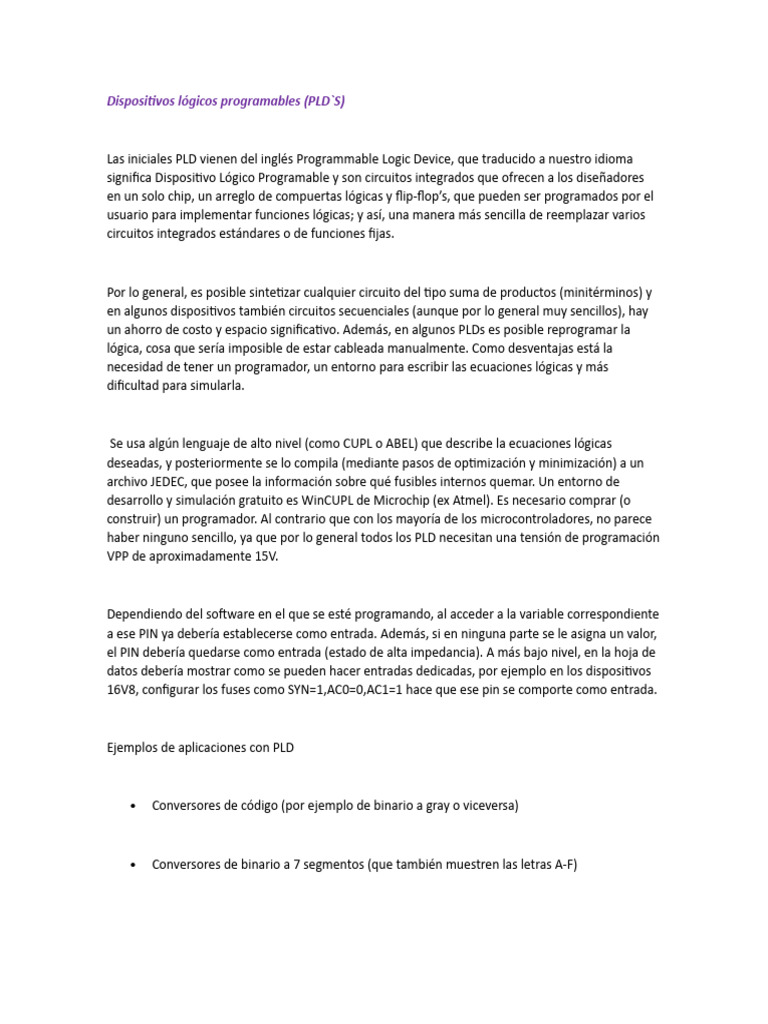 PLD'S PLC | PDF | Controlador lógico programable | Tecnologías de la ...