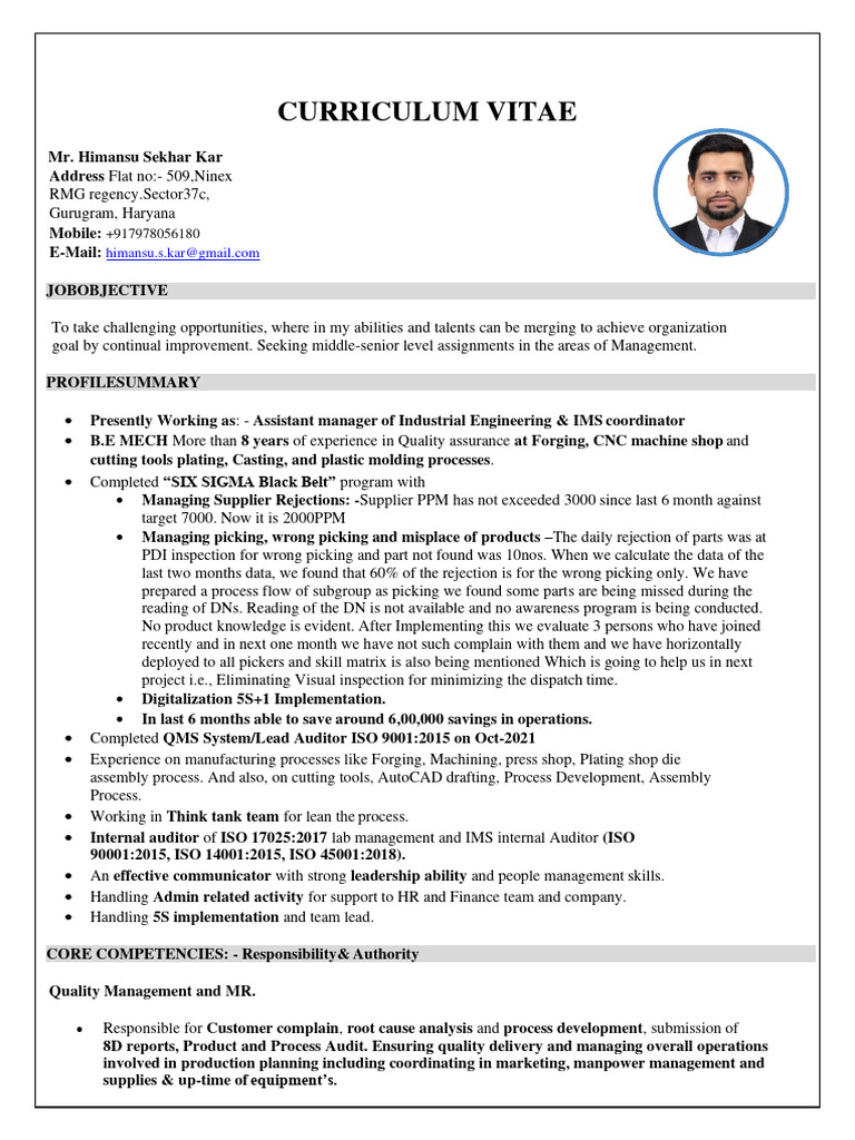 CV - Himansu Sekhar Kar-March-2022 | PDF | Audit | Internal Audit