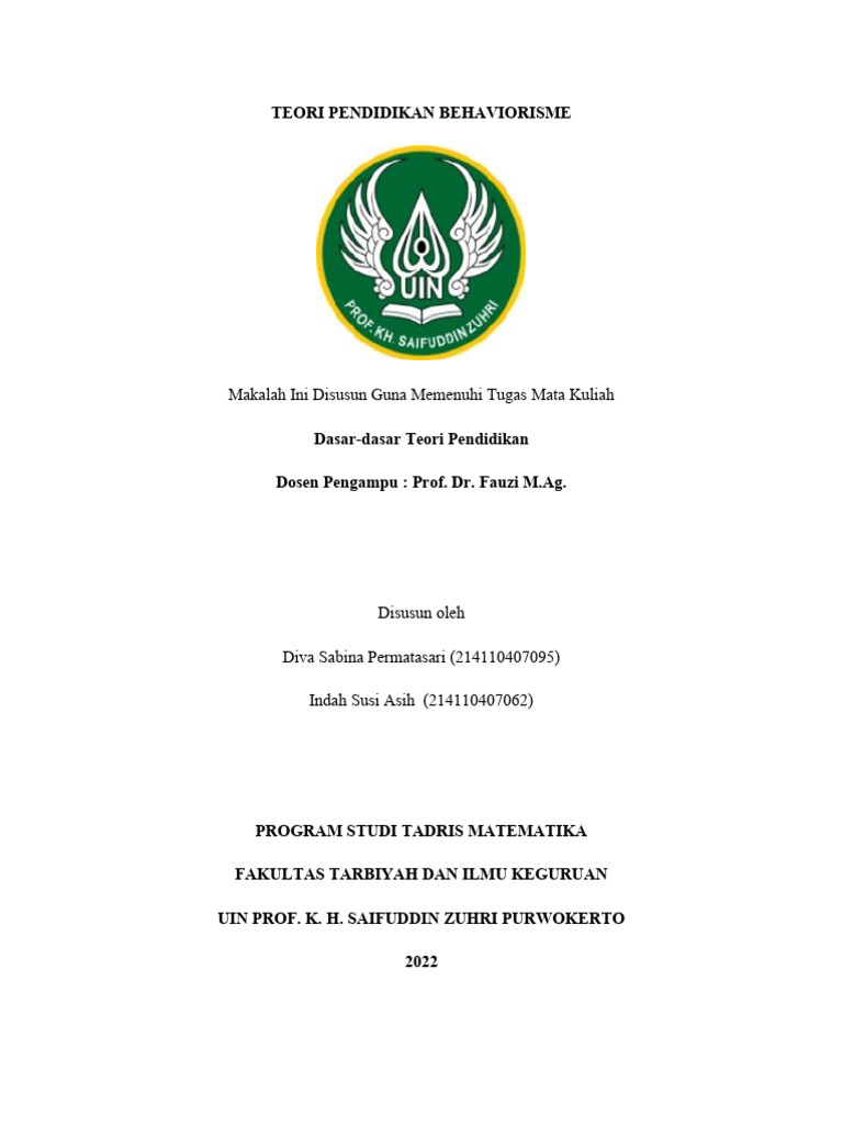 Teori Pendidikan Behaviorisme | PDF