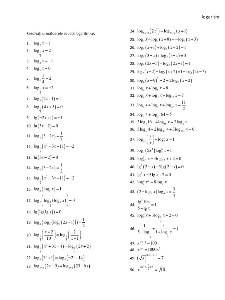Logaritmi Exercitii 1 1 | PDF