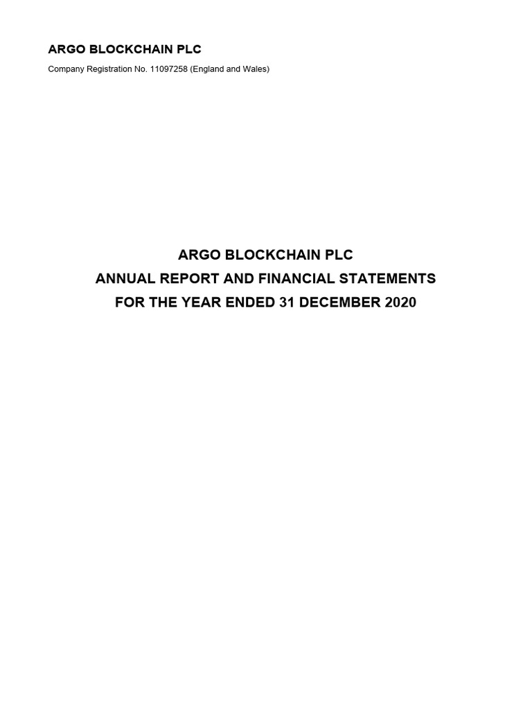 620fe7f402a9fcf34eb89529 - Argo Blockchain PLC 2020 Report Accounts ...