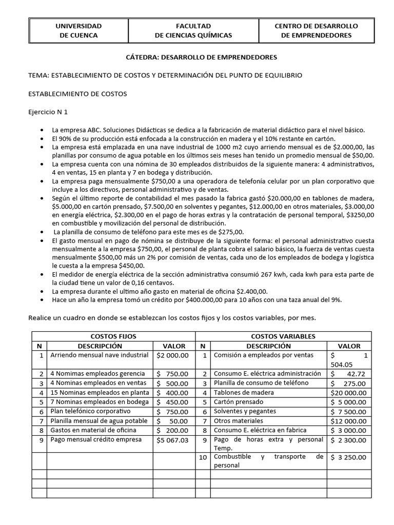 Costos y Punto de Equilibrio Mar Ago 2023 | PDF | Business | Economias