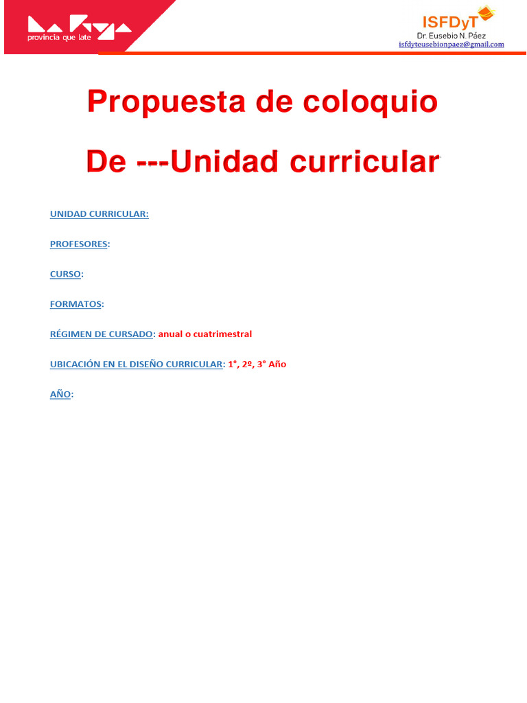 Formato de Presentacion de Coloquio 2023 1 | PDF | Enseñando | Plan de estudios