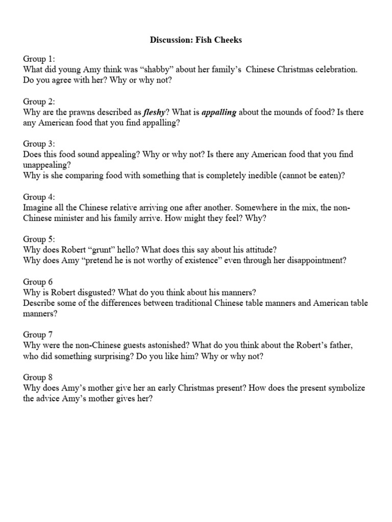 Discussion - Fish Cheeks | PDF