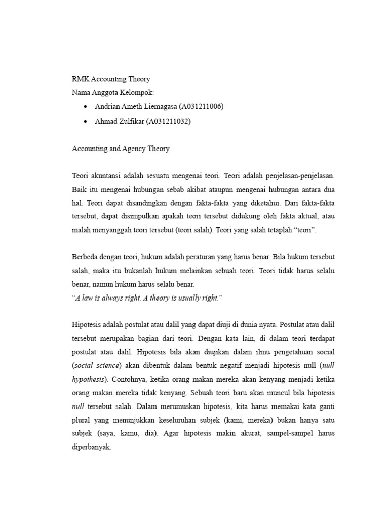 Accounting and Agency Theory | PDF | Self-Improvement | Science ...