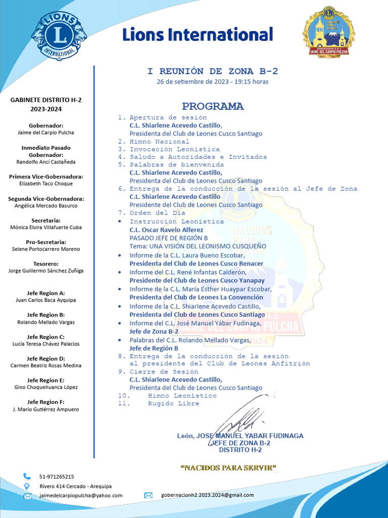 Programa Reunion de Zona | PDF