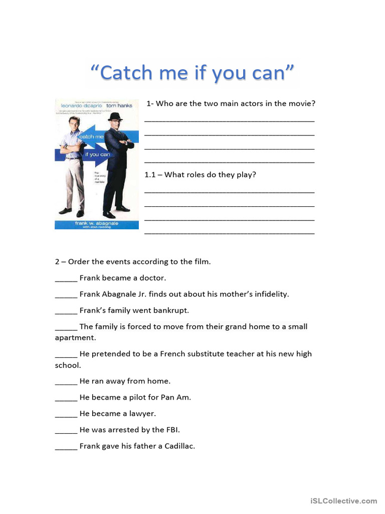 _Catch me if you can_ movie worksheet | PDF