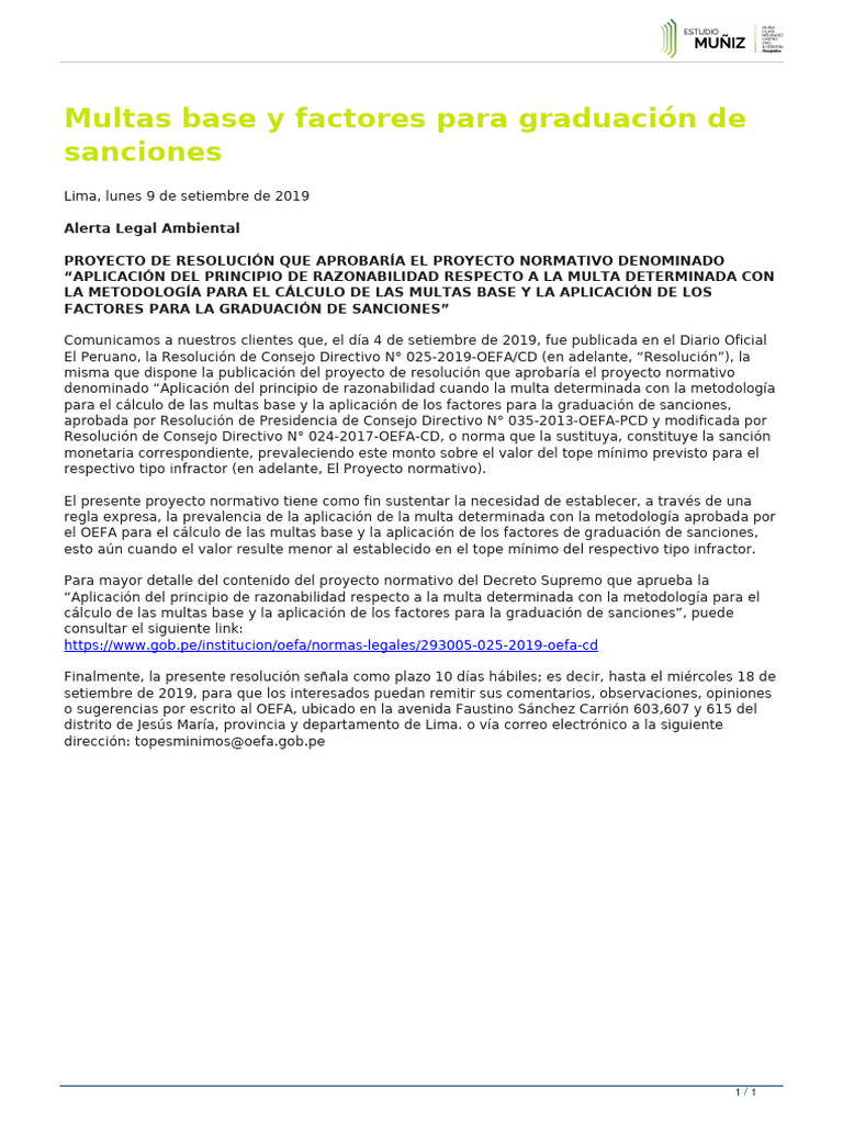 Multas Base y Factores para Graduacioacuten de Sanciones | Descargar gratis PDF | Multa (pena ...