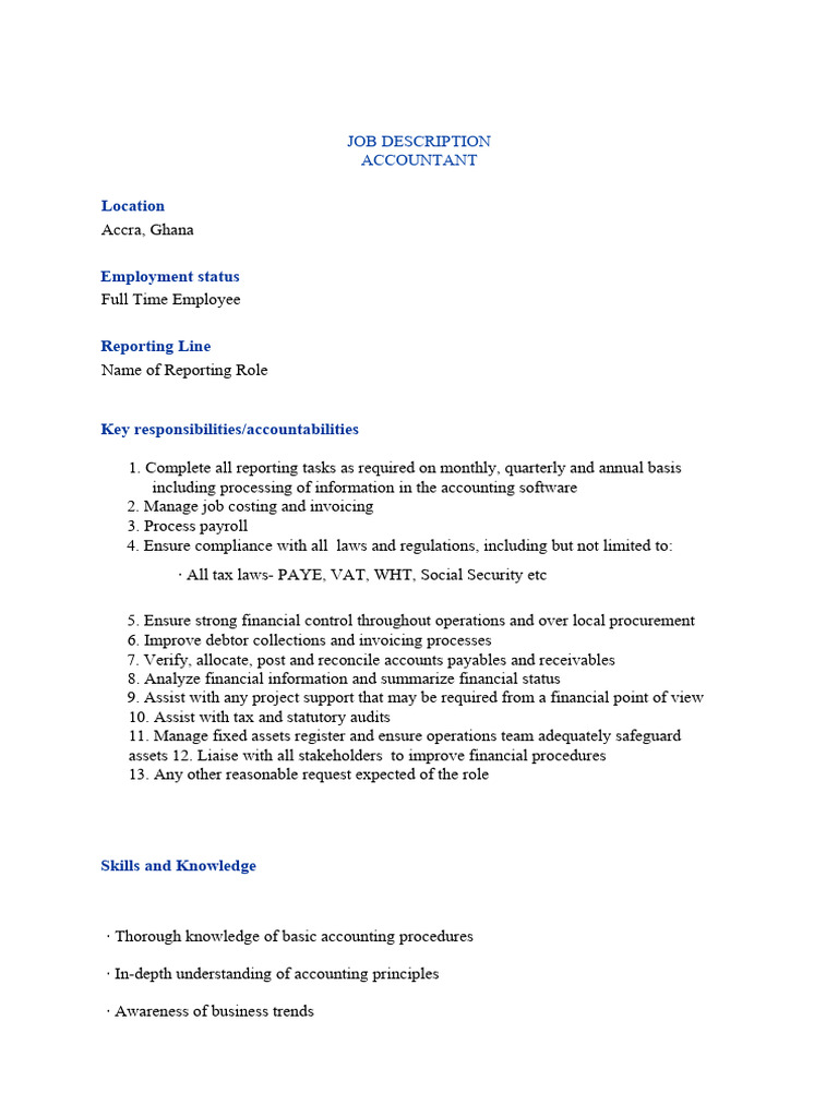 Senior Accountant Job Description | PDF | Finance & Money Management