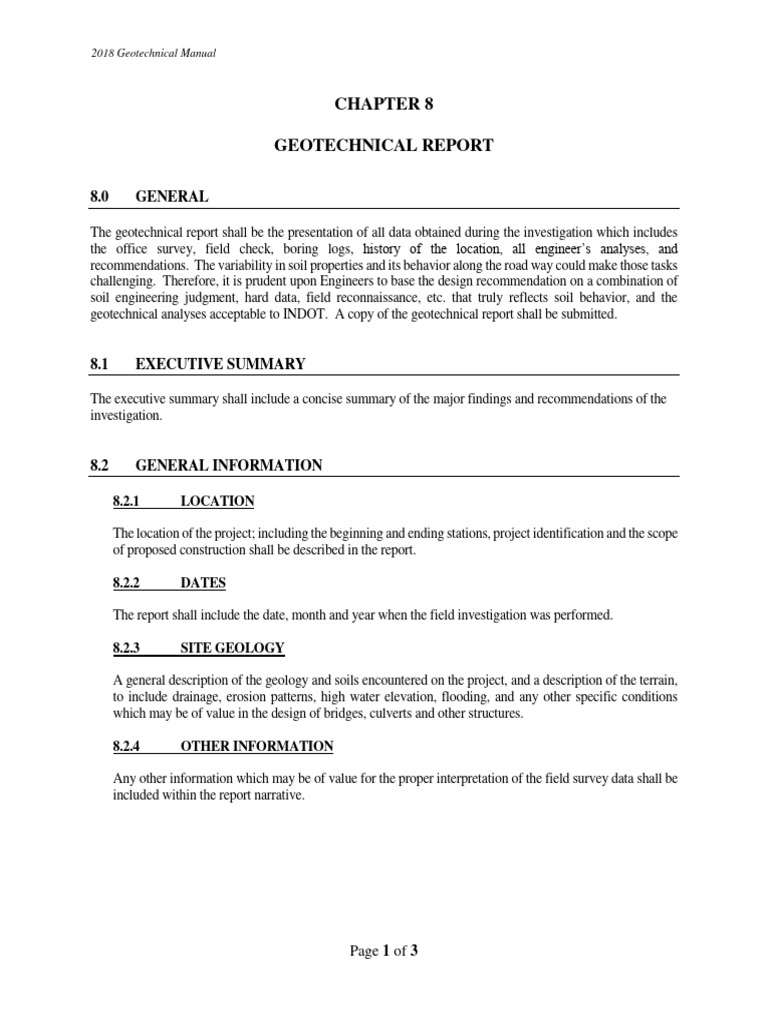 Geotech Design Manual Ch08-Geotech Report | PDF | Geotechnical Engineering