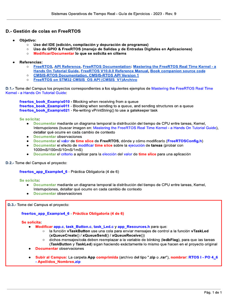 4.2. - RTOS I - Guia de Ejercicios Practicos (4 de 6) | PDF