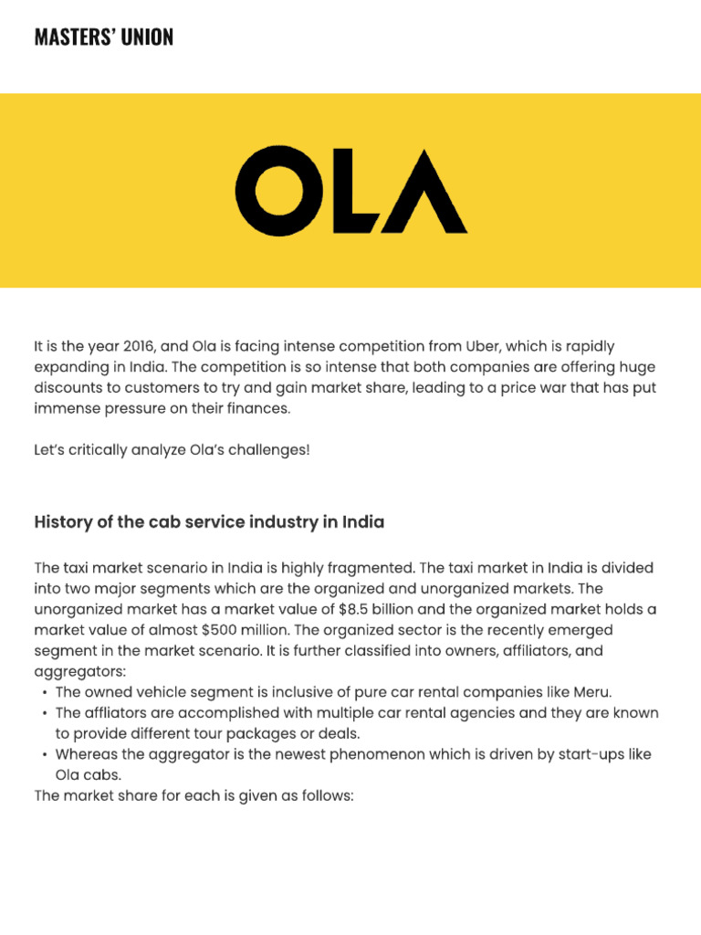 OLA Case Study | PDF | Economies