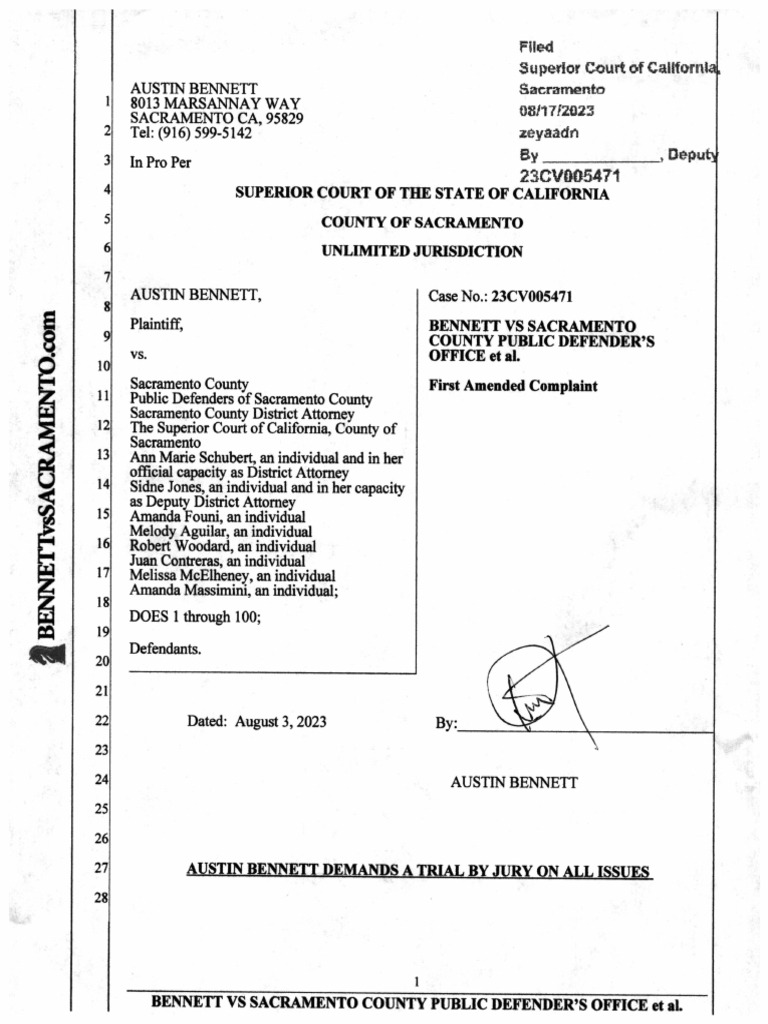 Bennett Vs Sacramento County Public Defender's Office, Et Al. | PDF