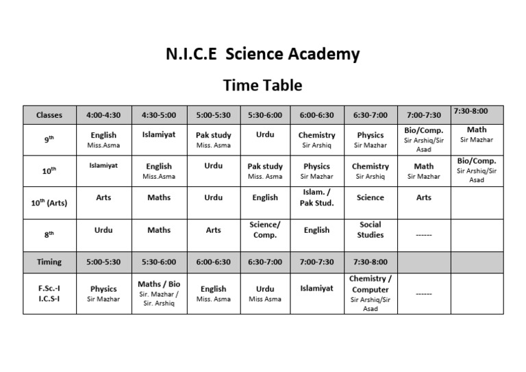 Time Table May, 2023 | PDF