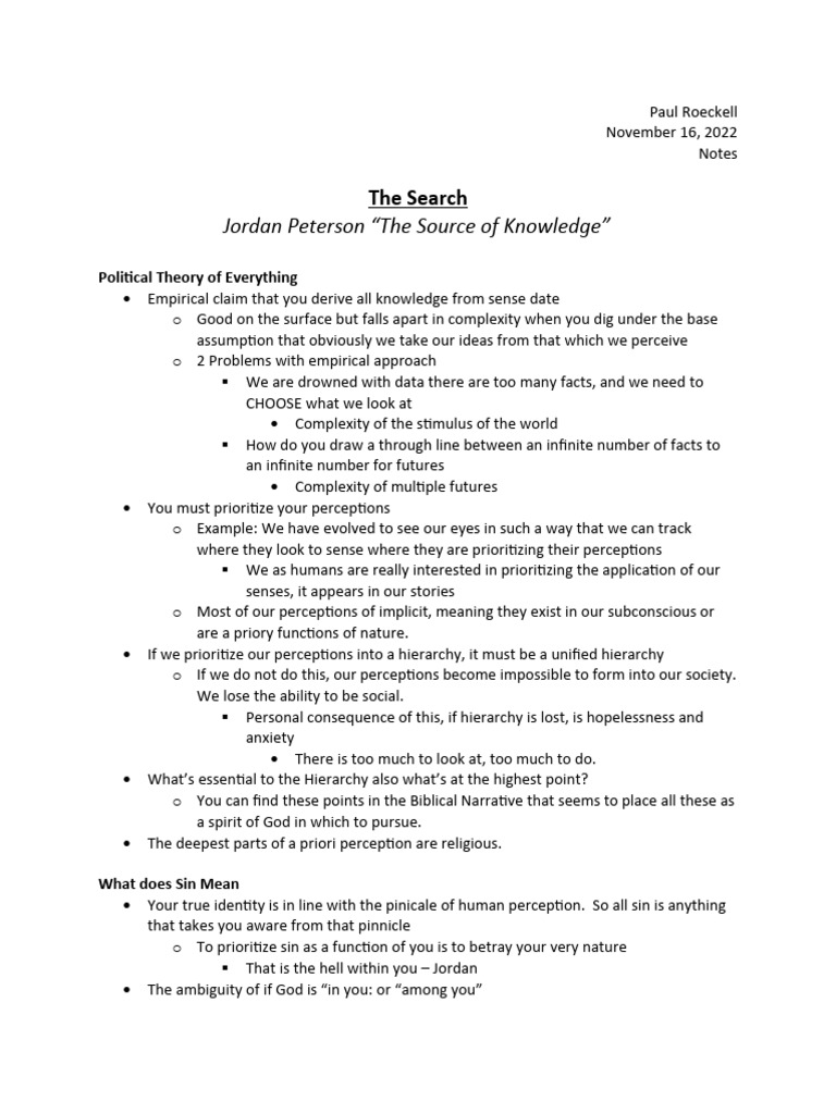 The Source of Knowledge Notes | PDF | Perception | Knowledge