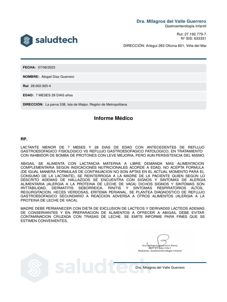 Informe Médico #22080 - Saludtech | PDF