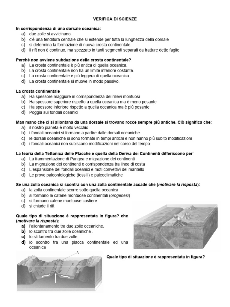 Verifica Scienze Terza Tettonica | PDF